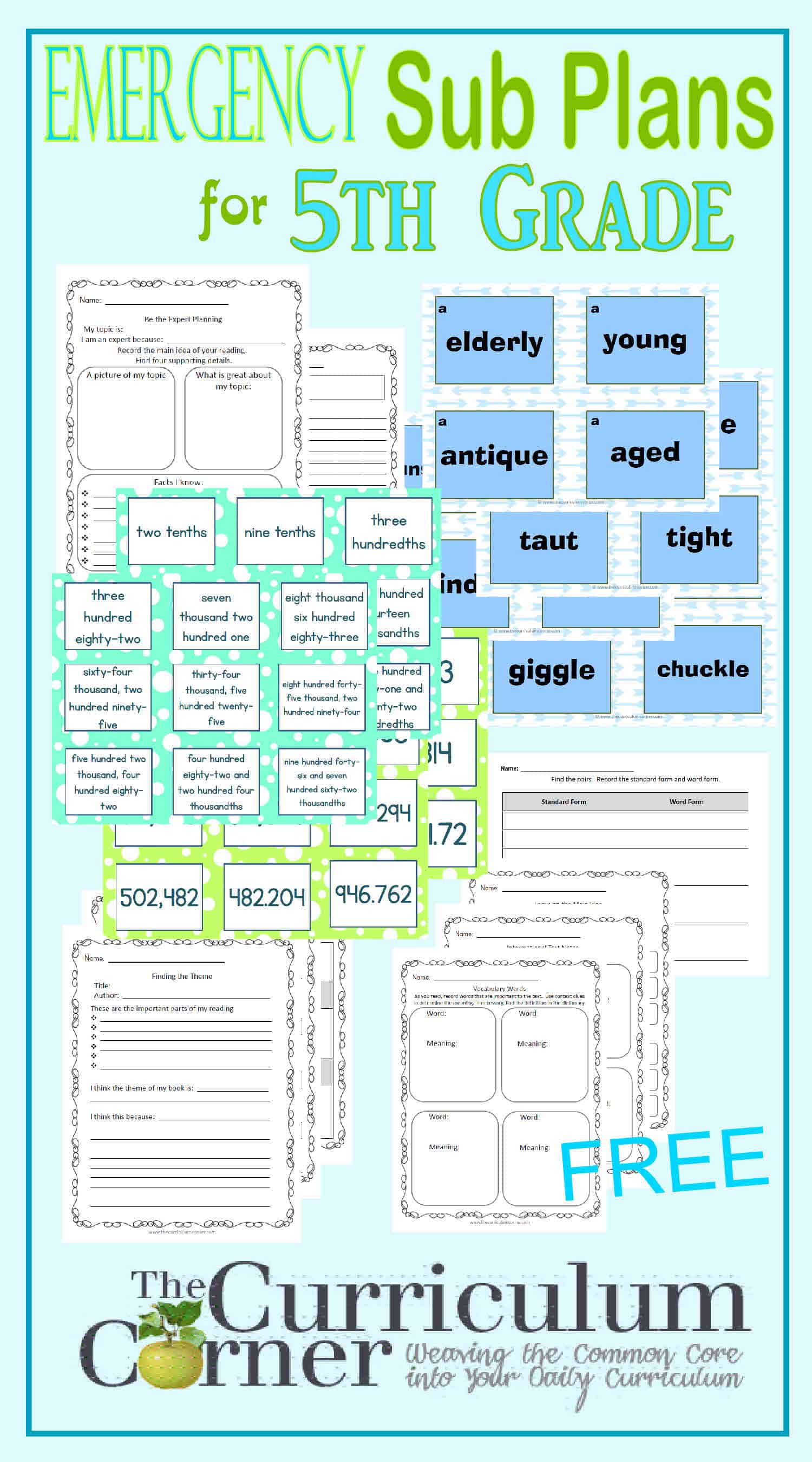 5th Grade Emergency Sub Plans The Curriculum Corner 4 5 6 5th Grade Emergency Sub Plans The Curriculum Corner 4 5 6