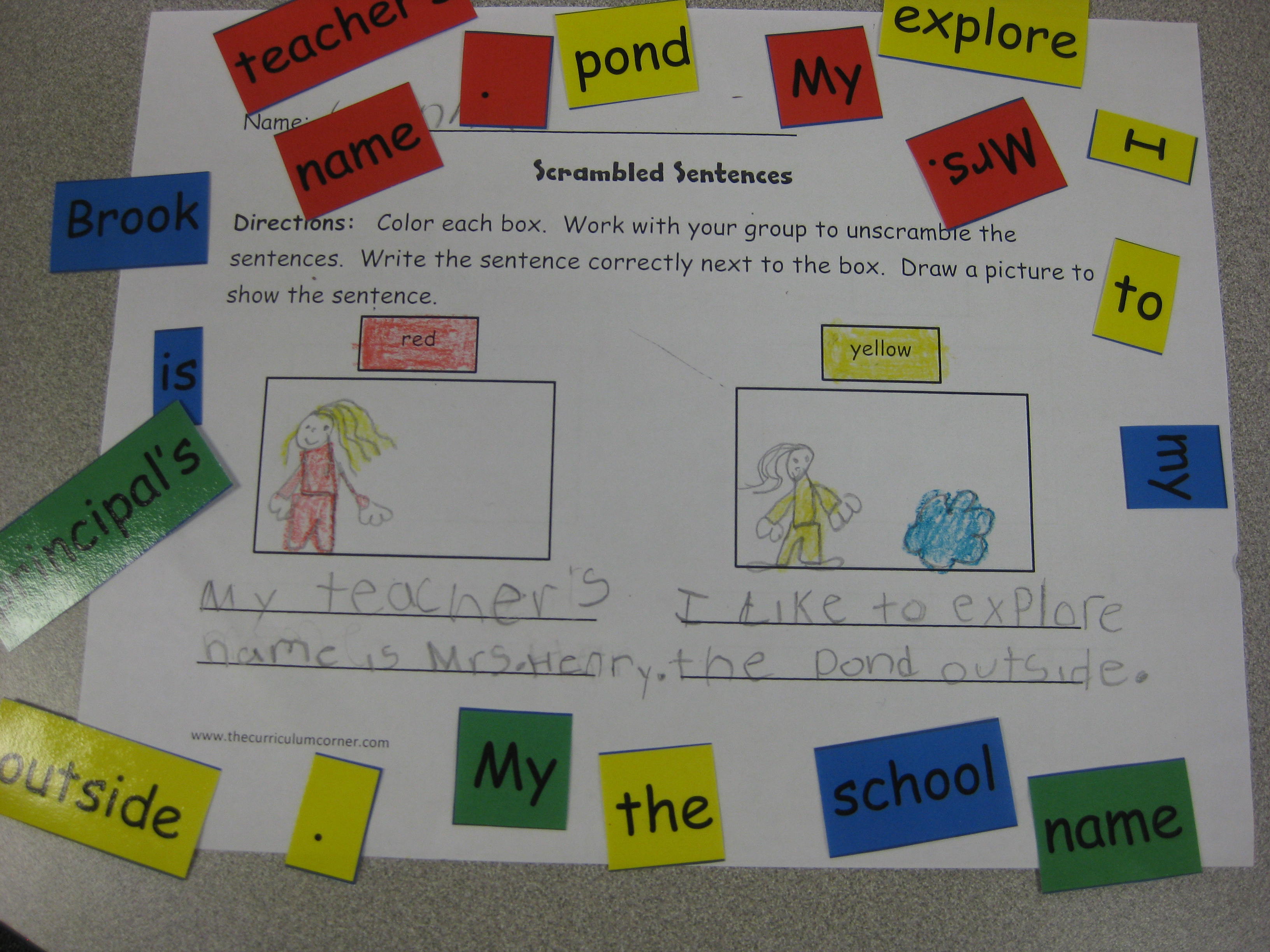 Scrambled Sentences Center The Curriculum Corner 123 Scrambled Sentences Center The Curriculum Corner 123