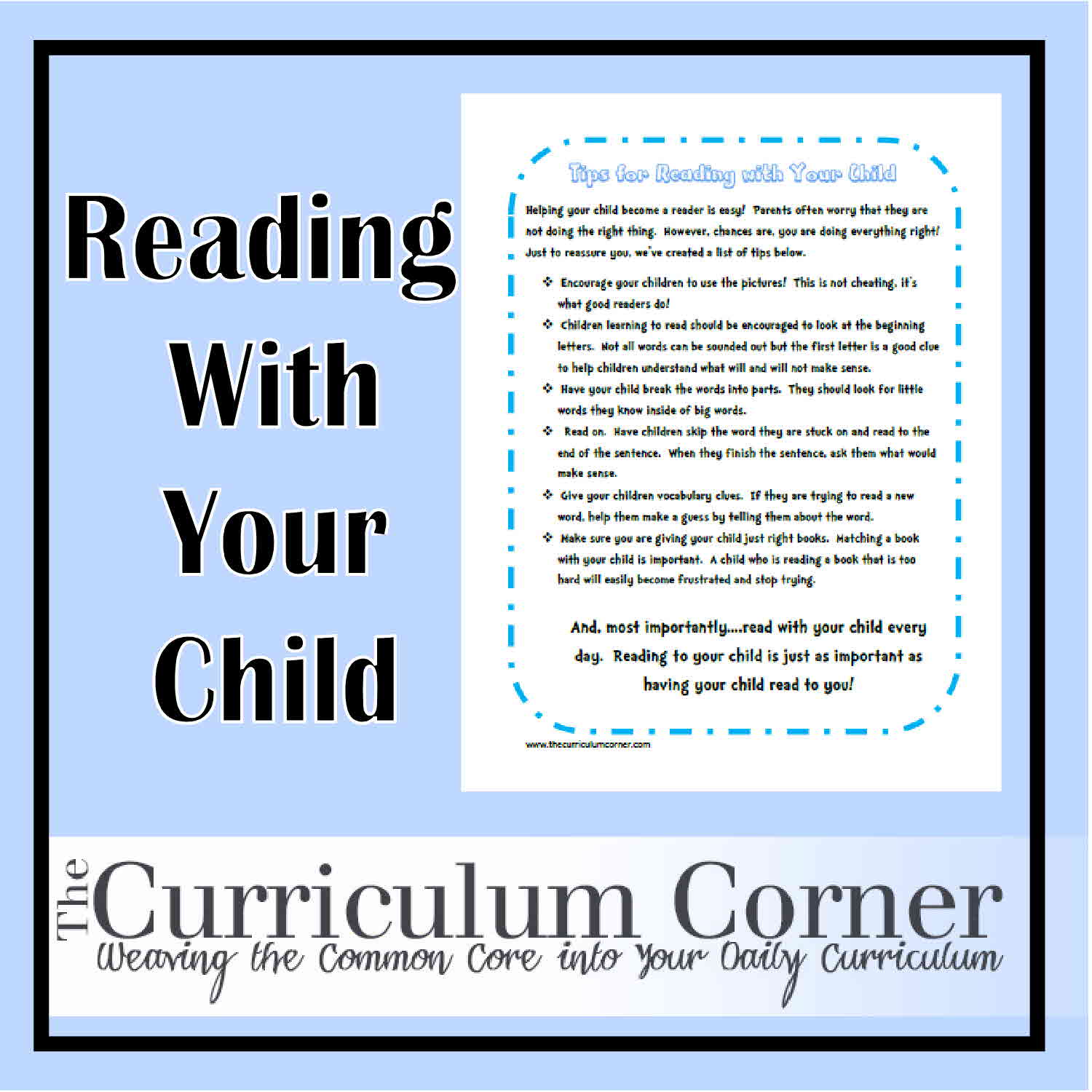 Parent Reading Tips The Curriculum Corner 123