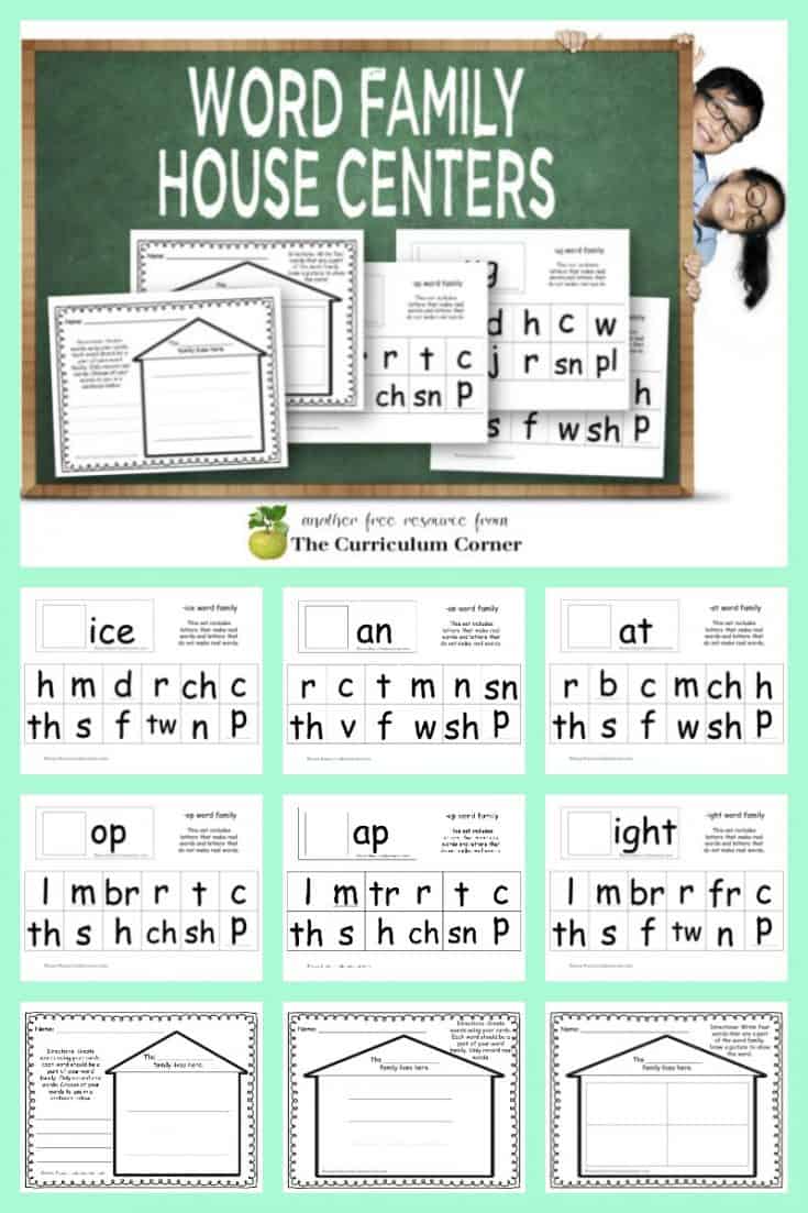 My Word Family House Center - The Curriculum Corner 123