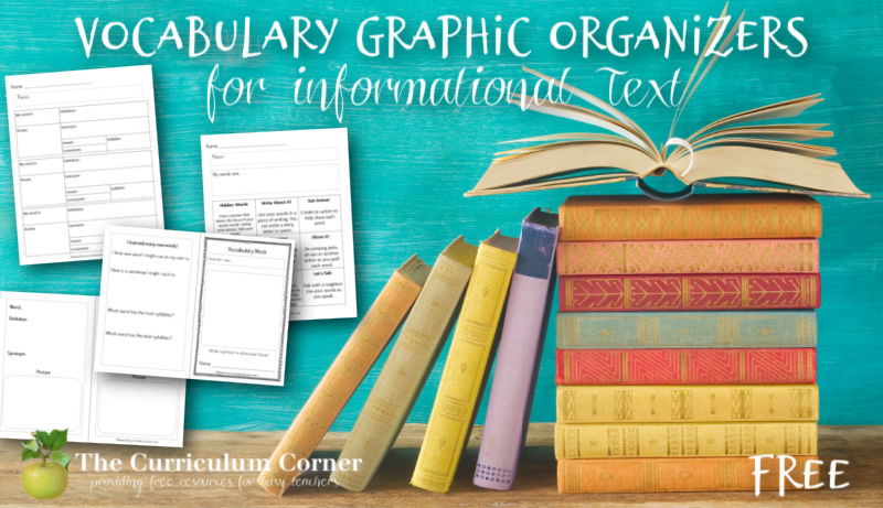 Informational Text Vocabulary Work - The Curriculum Corner 123