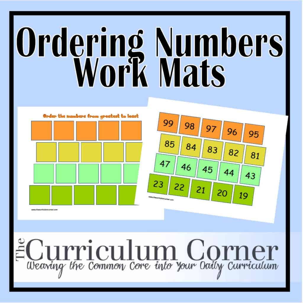 orderingnumbers - The Curriculum Corner 123