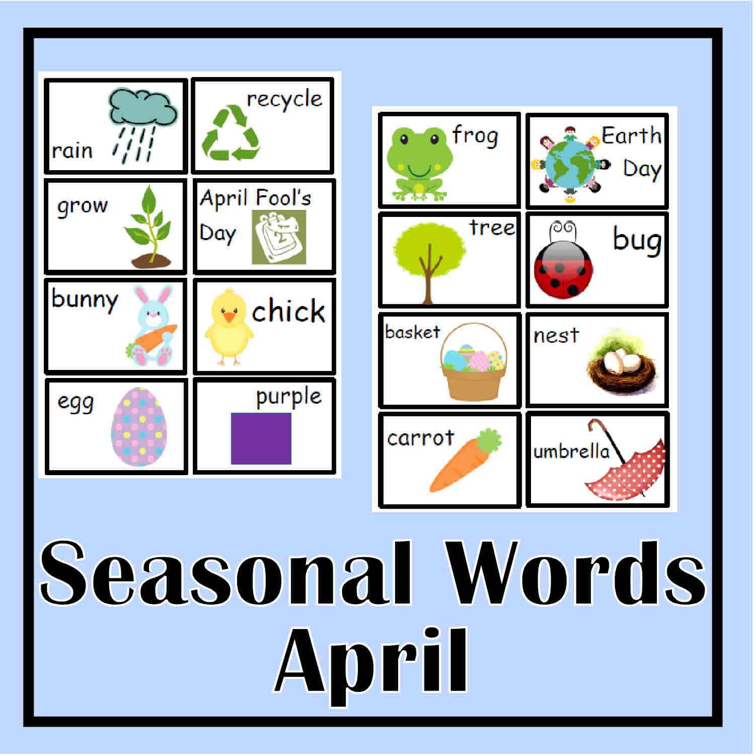 April Monthly Sight Word Cards - The Curriculum Corner 123