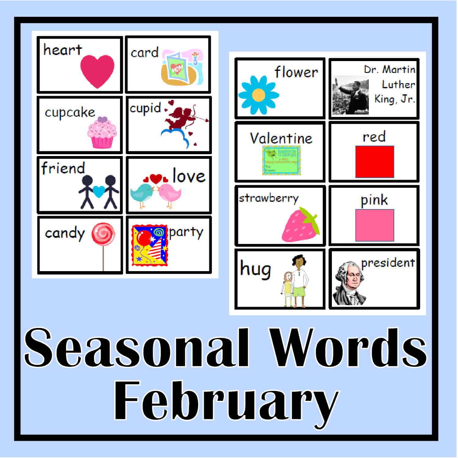 February Monthly Sight Words - The Curriculum Corner 123