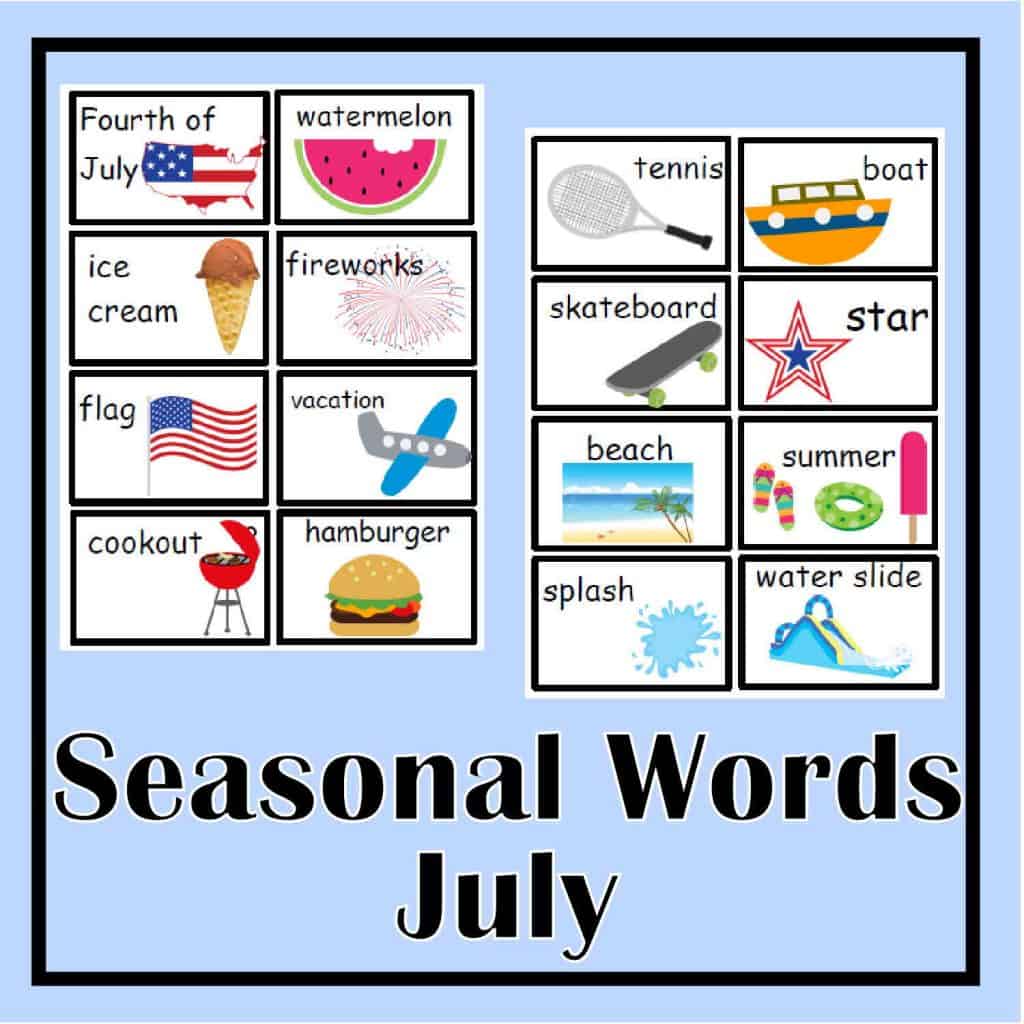 July Monthly Sight Word Cards - The Curriculum Corner 123