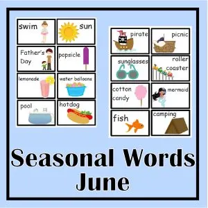 June Monthly Sight Word Cards - The Curriculum Corner 123