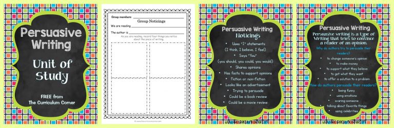 Persuasive Writing Unit of Study - The Curriculum Corner 123