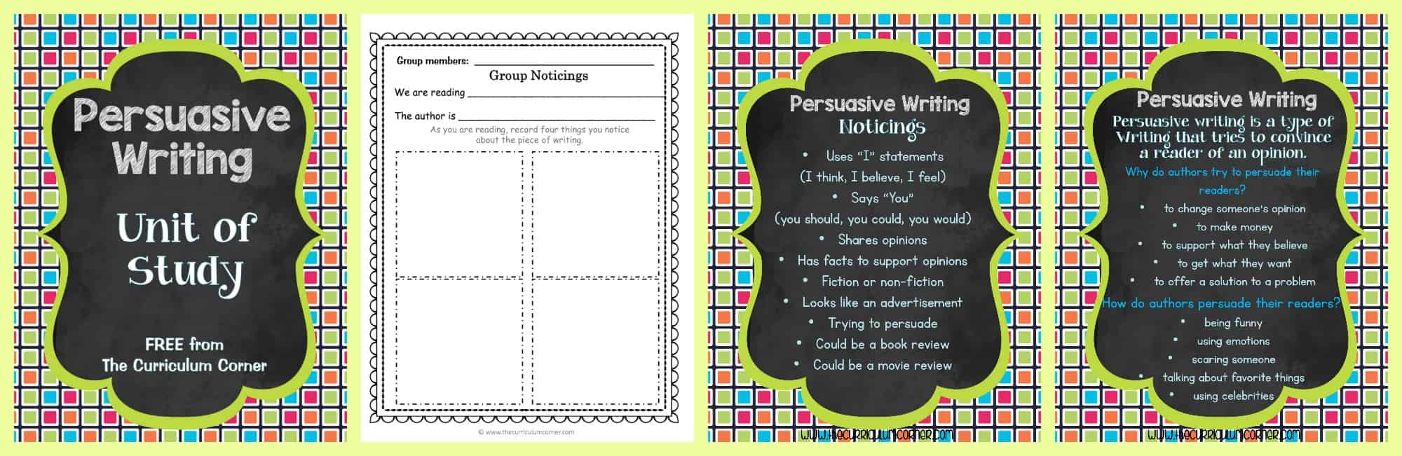Persuasive Writing Unit of Study - The Curriculum Corner 123