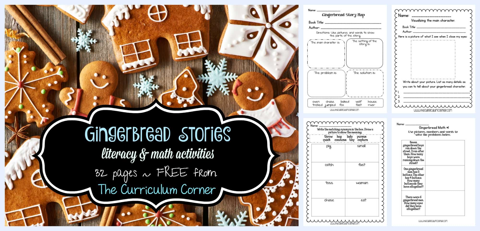 FREE Gingerbread Stories Activities for math and literacy | unit of ...
