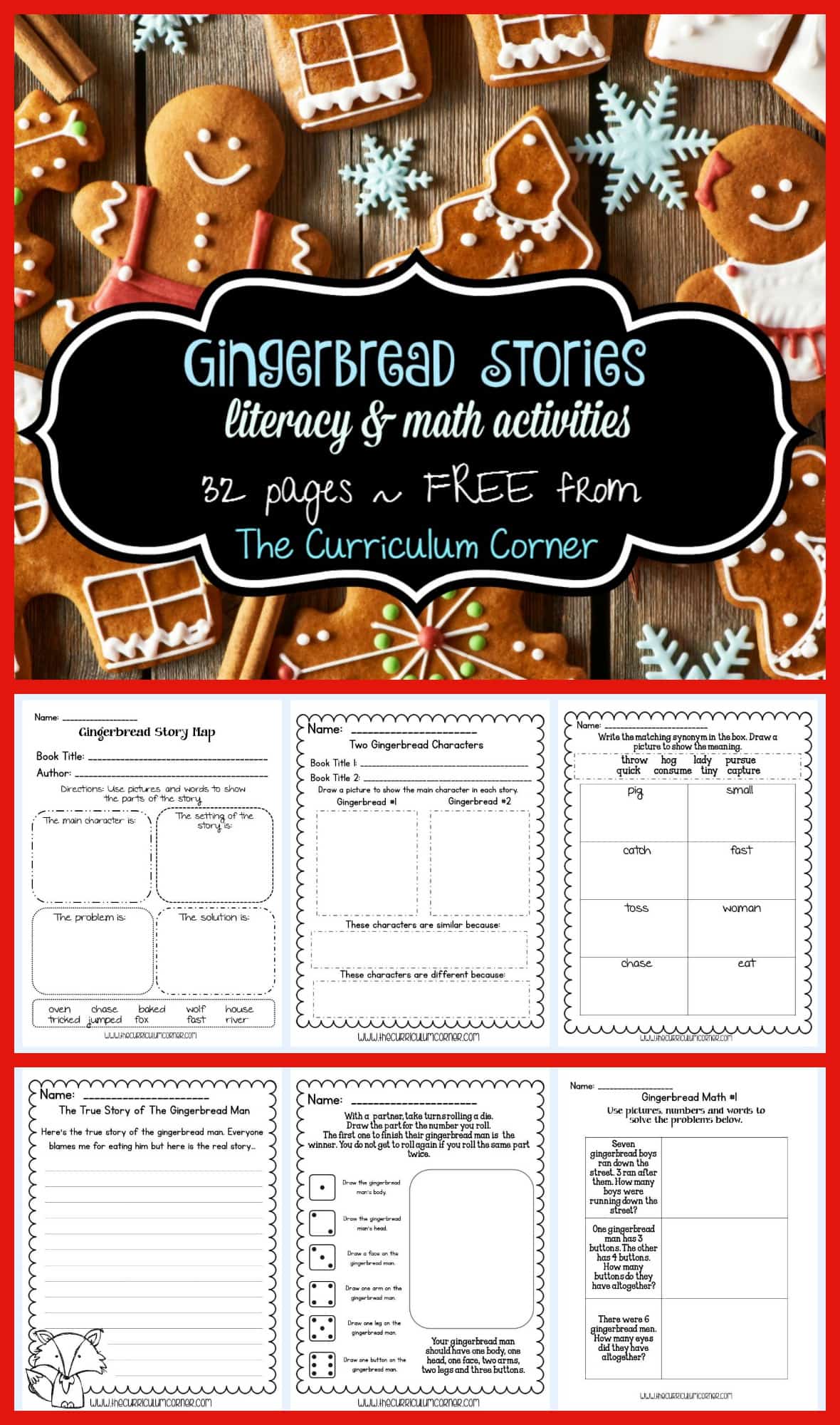FREE Gingerbread Stories Literacy Activities for the Gingerbread Man ...