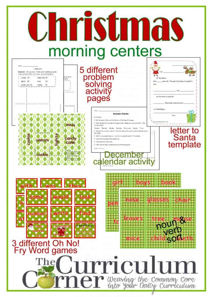 Christmas Themed Morning Centers from The Curriculum Corner | FREE ...