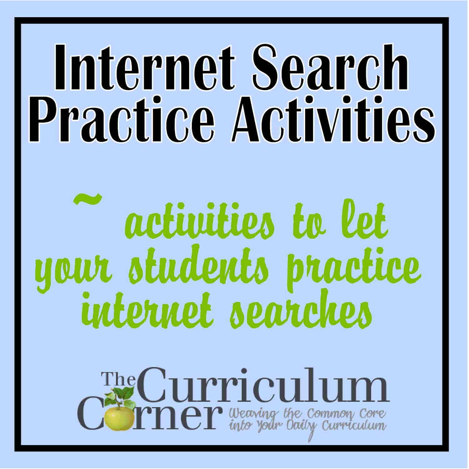 Internet Search Practice Activities - The Curriculum Corner 123