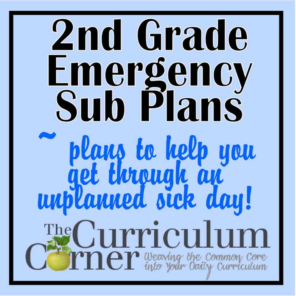 2nd Grade Emergency Sub Plans - The Curriculum Corner 123