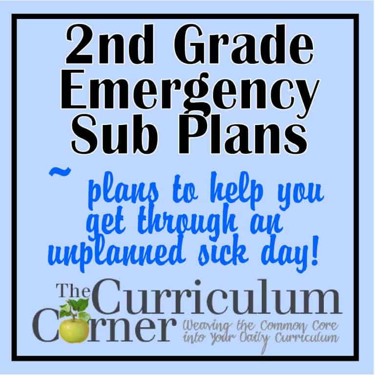2nd Grade Emergency Sub Plans - The Curriculum Corner 123