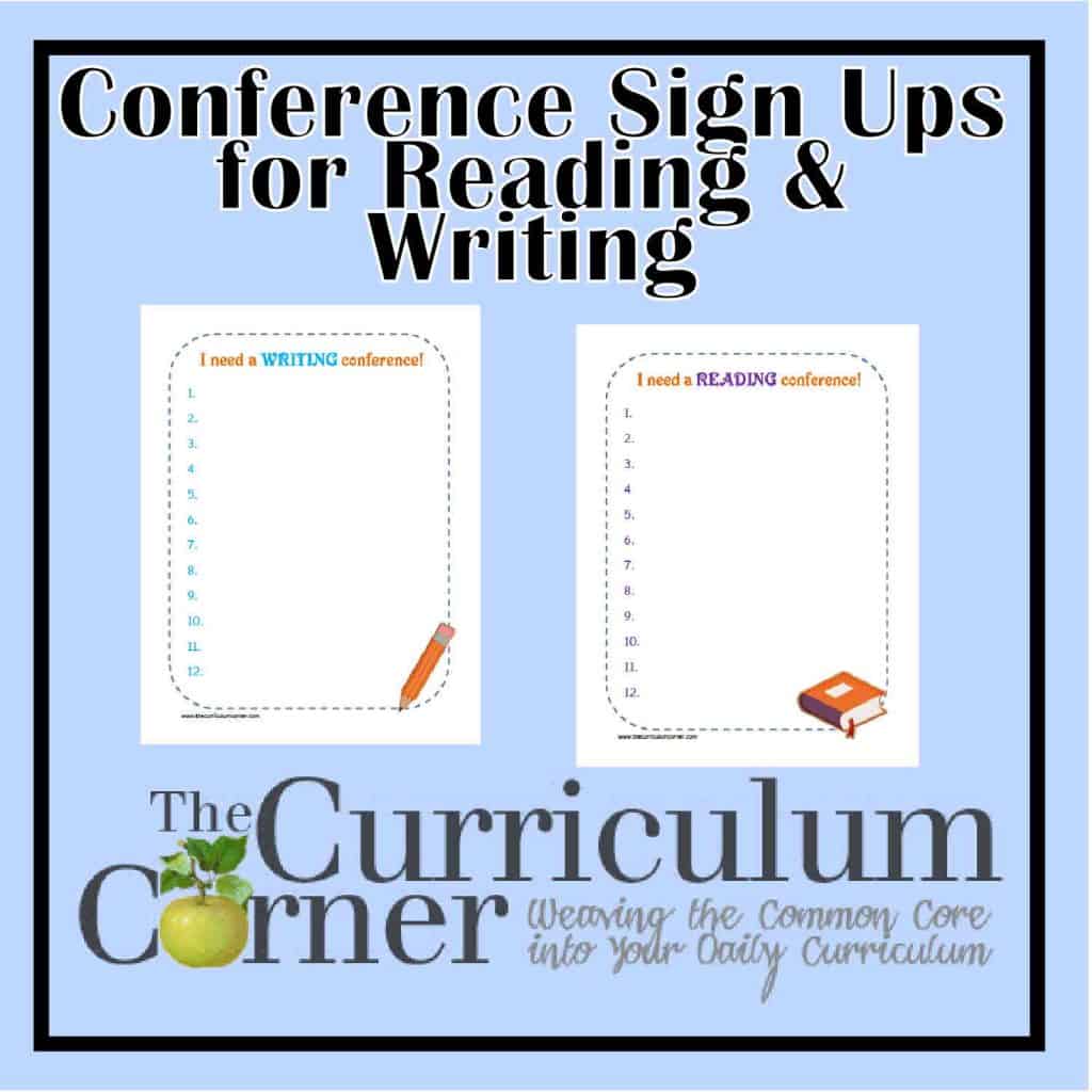 Reading and writing conferences sign up forms - The Curriculum Corner 123