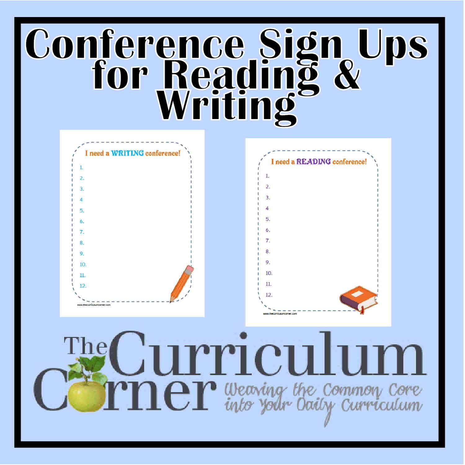 Reading and writing conferences sign up forms - The Curriculum Corner 123