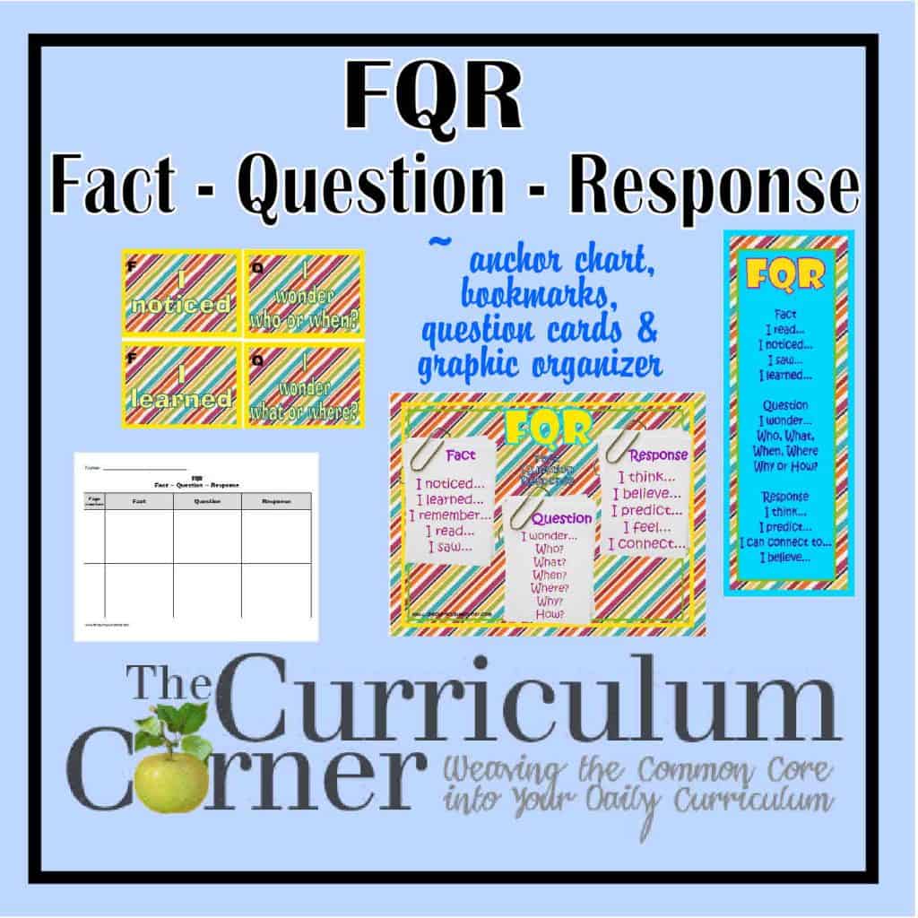 FQR fact, question, response anchor chart and graphic organizer - The ...