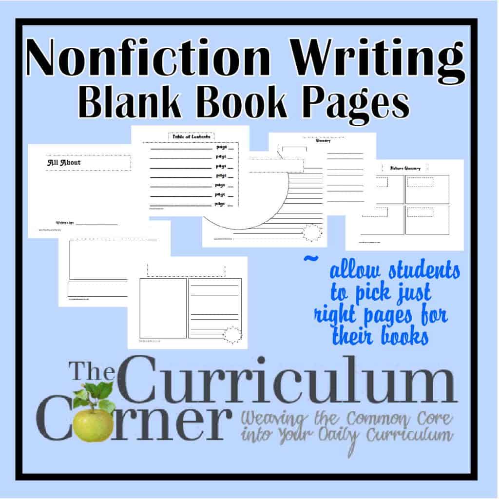 Nonfiction Writing Blank Book Pages - The Curriculum Corner 123