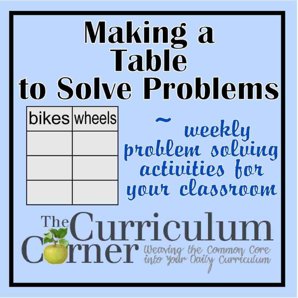 Making a Table to Solve Problems - The Curriculum Corner 123