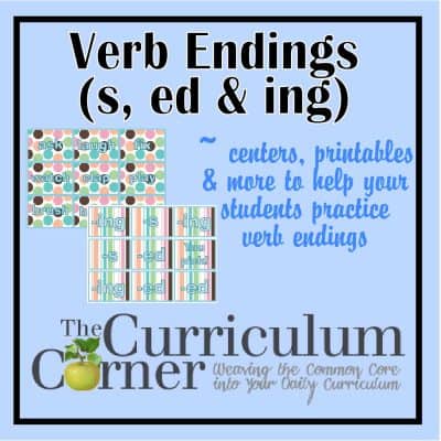 Verb Endings (-s, -ed, -ing) - The Curriculum Corner 123