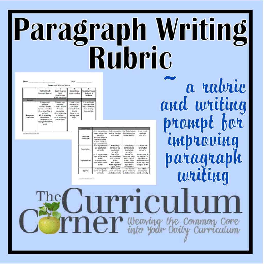 2nd Grade Paragraph Writing Rubric - The Curriculum Corner 123