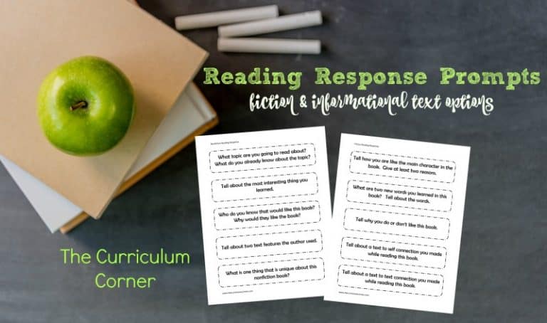 Reading Response Prompts - The Curriculum Corner 123