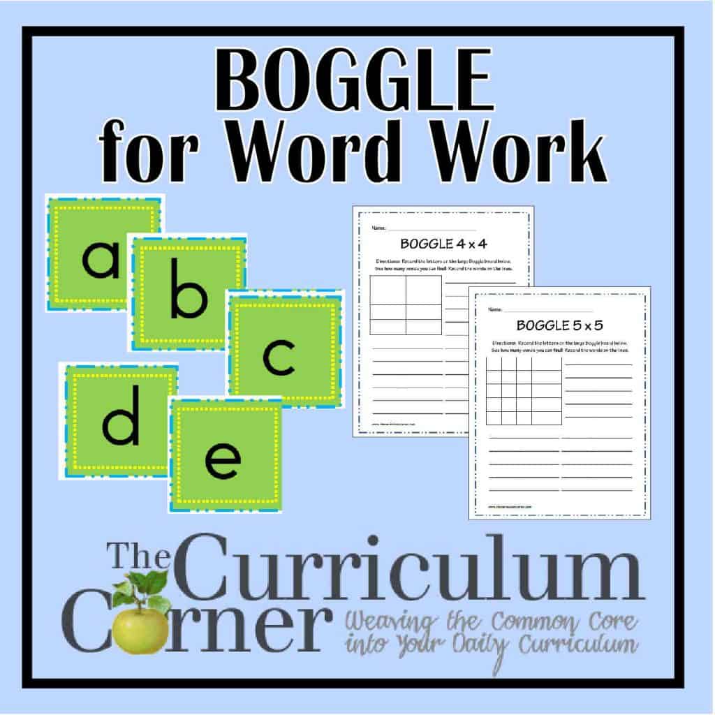 Boggle for Word Work - The Curriculum Corner 123