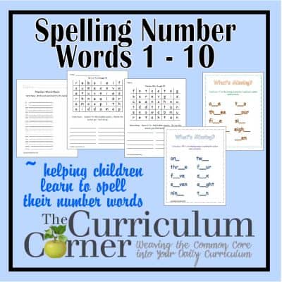 Spelling Number Words Practice - The Curriculum Corner 123