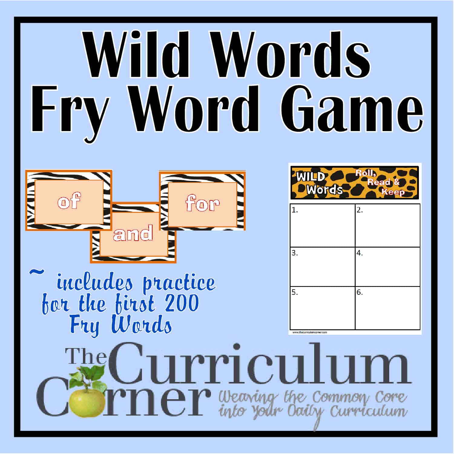 Wild Words Fry Word Game by The Curriculum Corner - The Curriculum ...