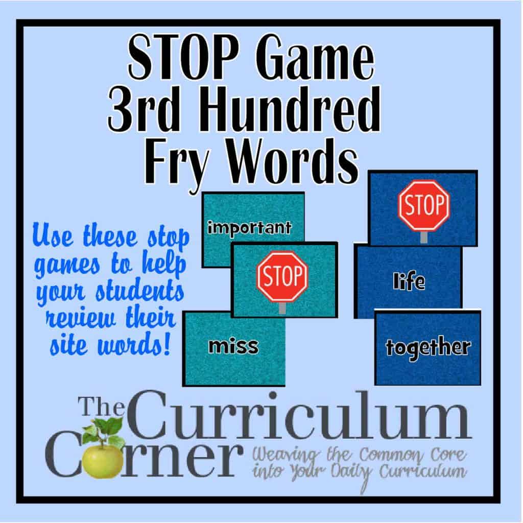 STOP Game for 3rd Hundred Fry Words - The Curriculum Corner 123
