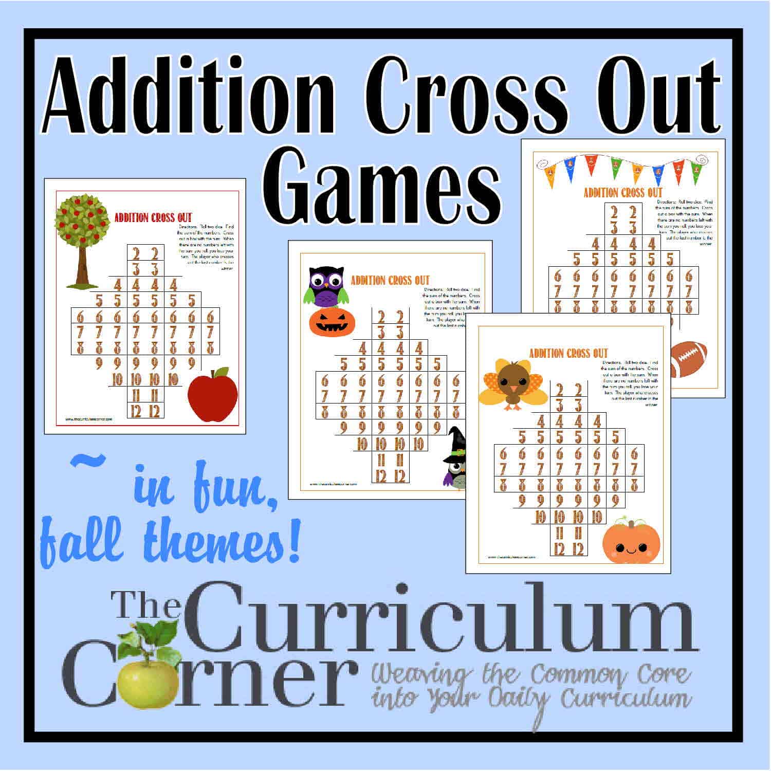 Fall Themed Addition Cross Out Games - The Curriculum Corner 123
