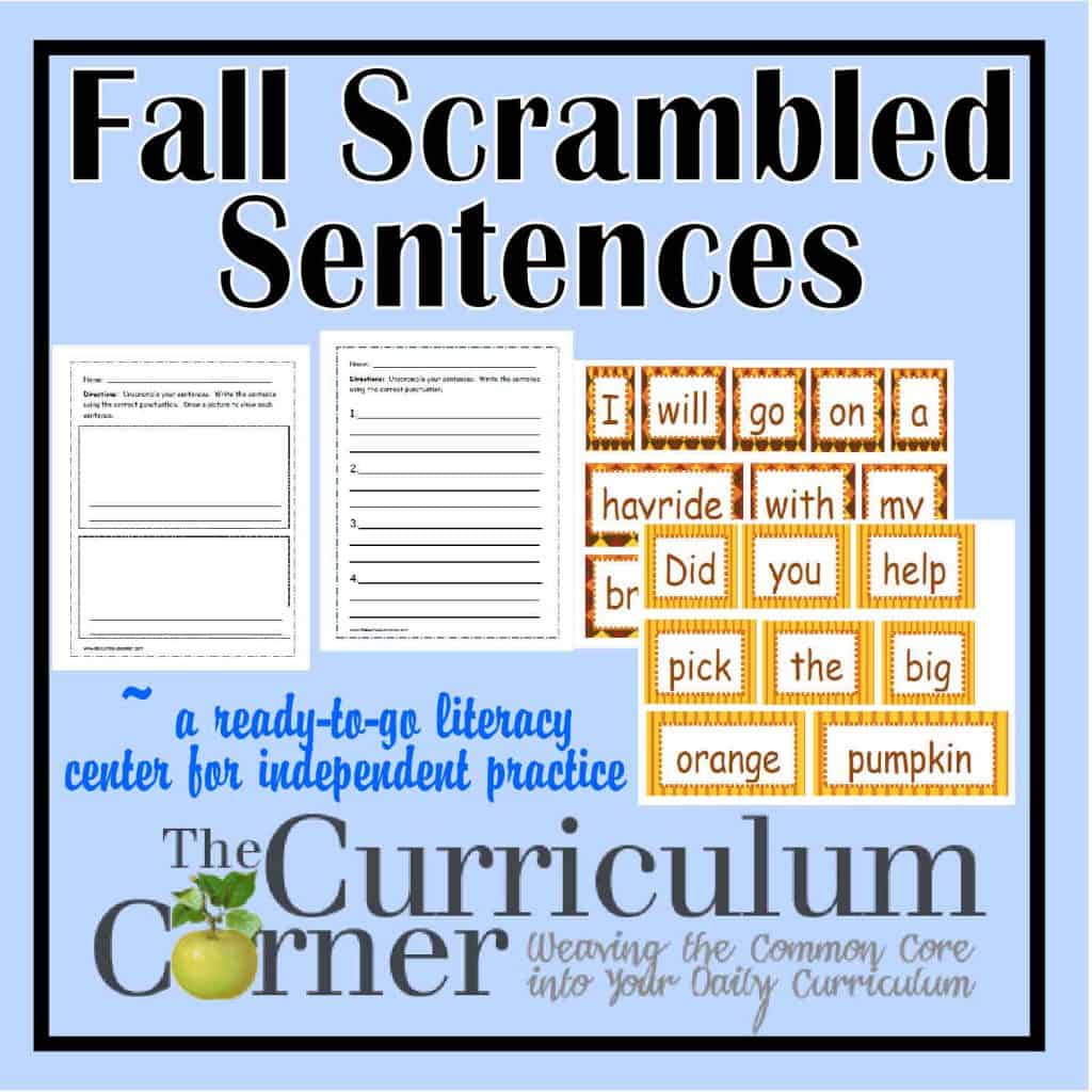 Fall Scrambled Sentences - The Curriculum Corner 123