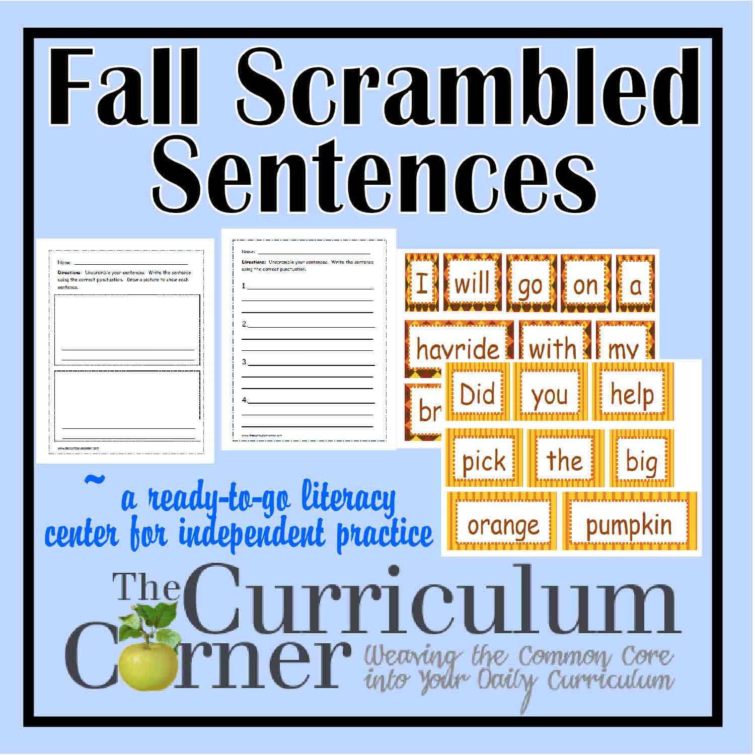 Fall Scrambled Sentences - The Curriculum Corner 123
