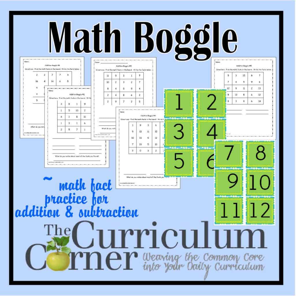 Addition and Subtraction Math Fact Boggle - The Curriculum Corner 123