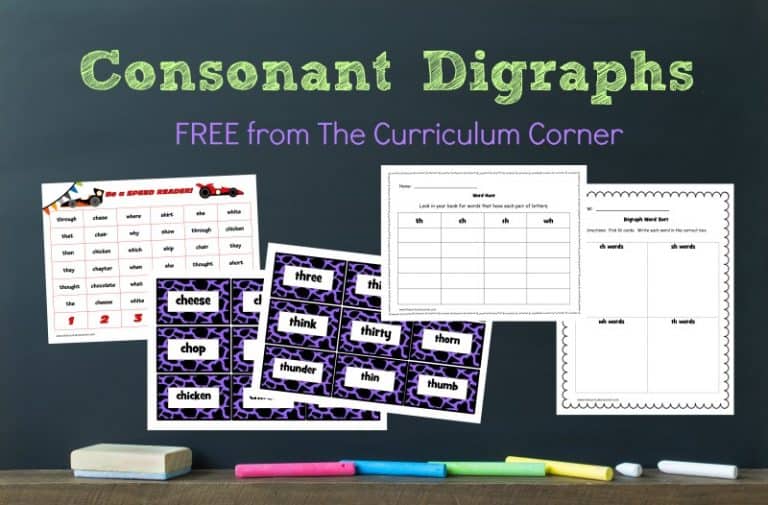 Consonant Digraph Activities - The Curriculum Corner 123