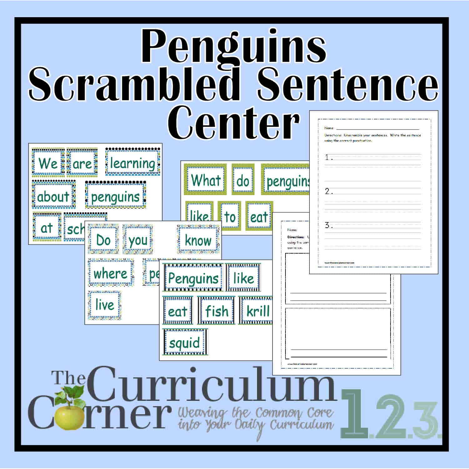 Penguin Scrambled Sentences - The Curriculum Corner 123