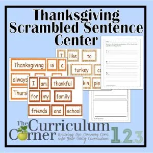 Thanksgiving Scrambled Sentences - The Curriculum Corner 123