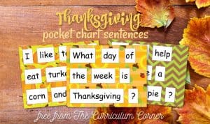 Thanksgiving Scrambled Sentences - The Curriculum Corner 123