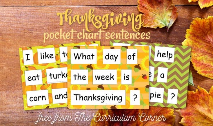 Thanksgiving Scrambled Sentences - The Curriculum Corner 123