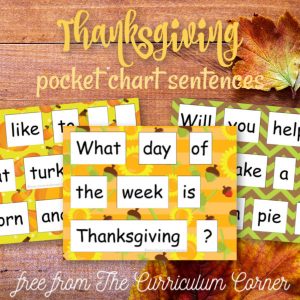 Thanksgiving Activities for the Classroom - The Curriculum Corner 123
