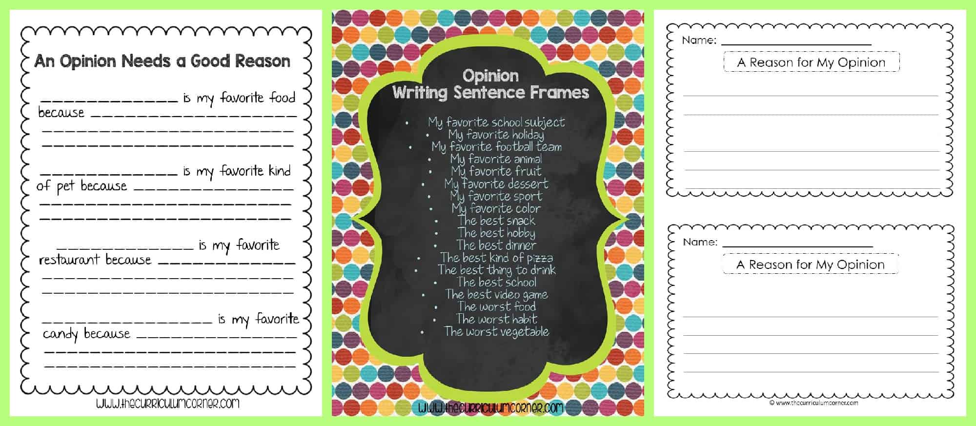FREE Opinion Writing Unit of Study from The Curriculum Corner FREEBIE ...