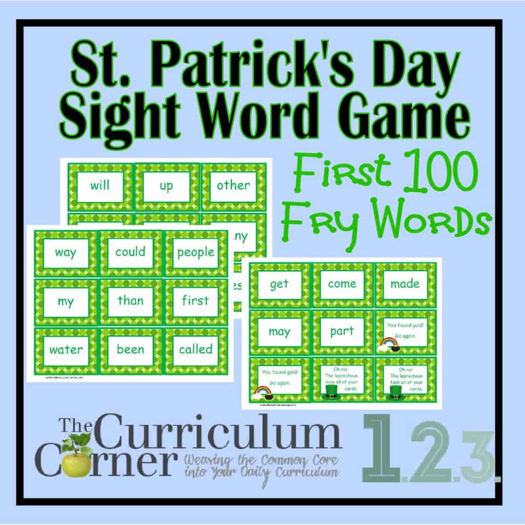 St. Patrick's Day Fry Word Game (1st 100 words) - The Curriculum Corner 123