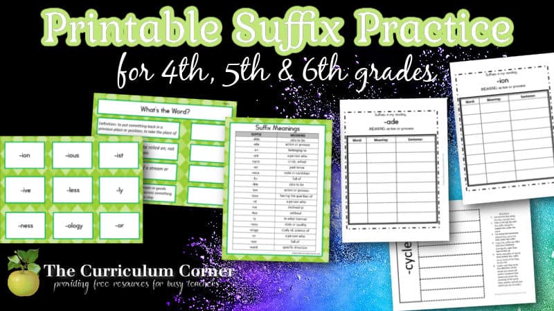 suffix practice 1 fb - The Curriculum Corner 123