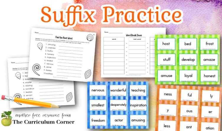 Suffix Practice for Word Work - The Curriculum Corner 123