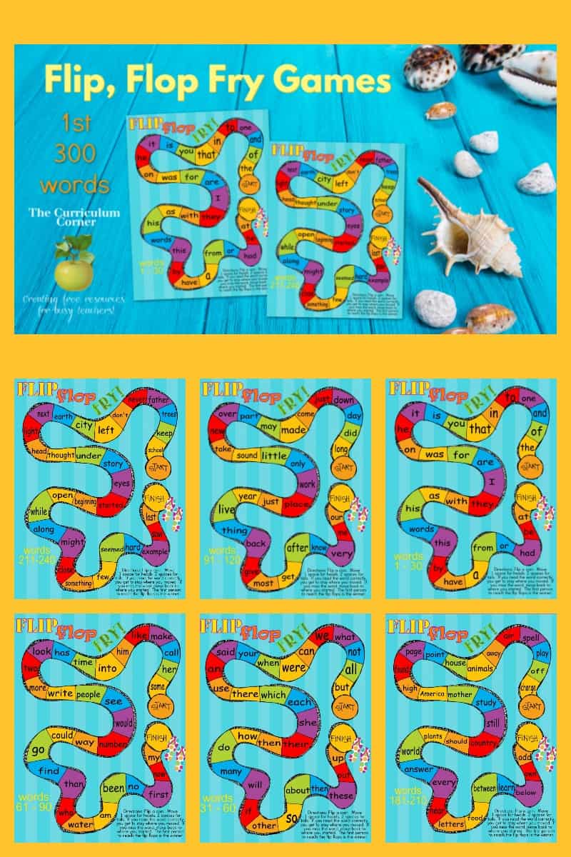 Flip, Flop, Fry! Fry Word Games - The Curriculum Corner 123