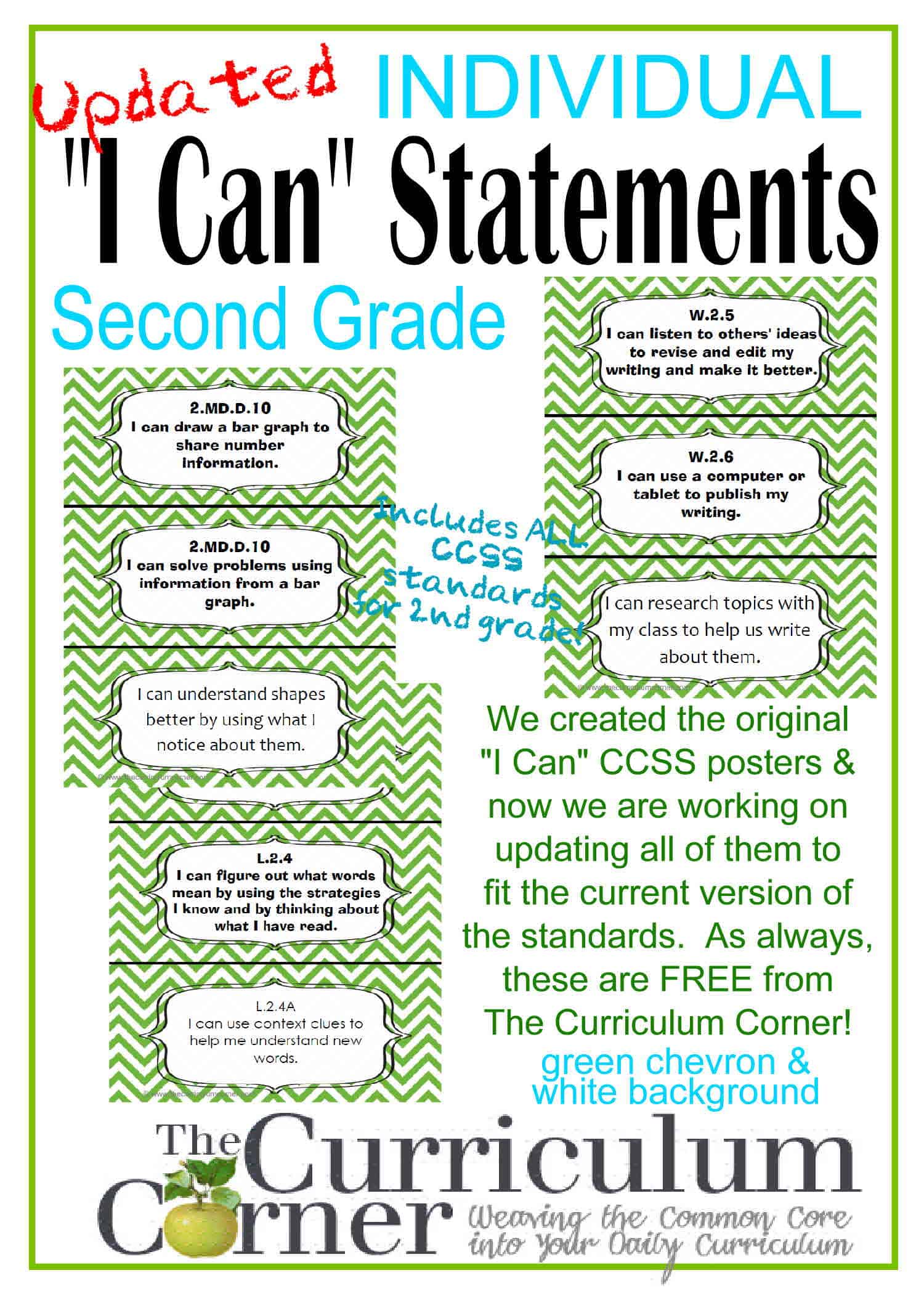 Individual I Can Statements CCSS Common Core FREE from The Curriculum ...