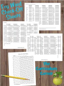 Fry Word Checklists - The Curriculum Corner 123