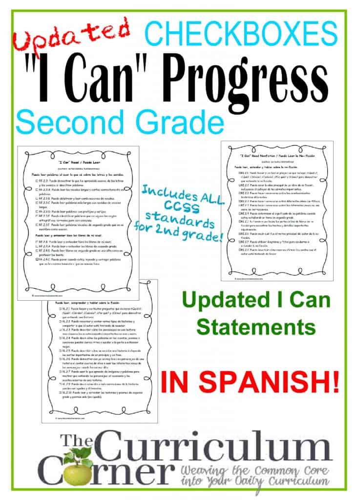 Spanish I Can Common Core Statements 2nd Grade FREE from The Curriculum ...
