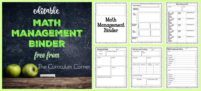 Editable Math Management Binder - The Curriculum Corner 123