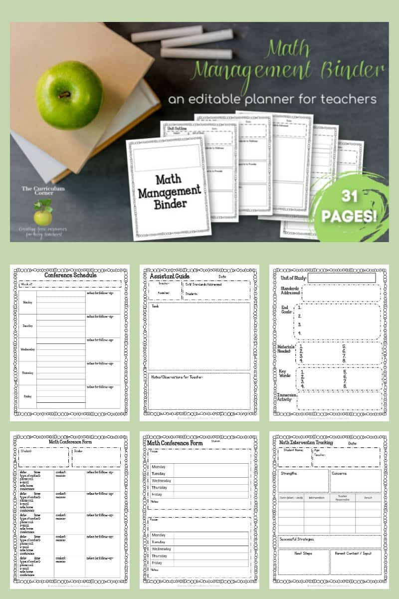 math management binder pinterest - The Curriculum Corner 123